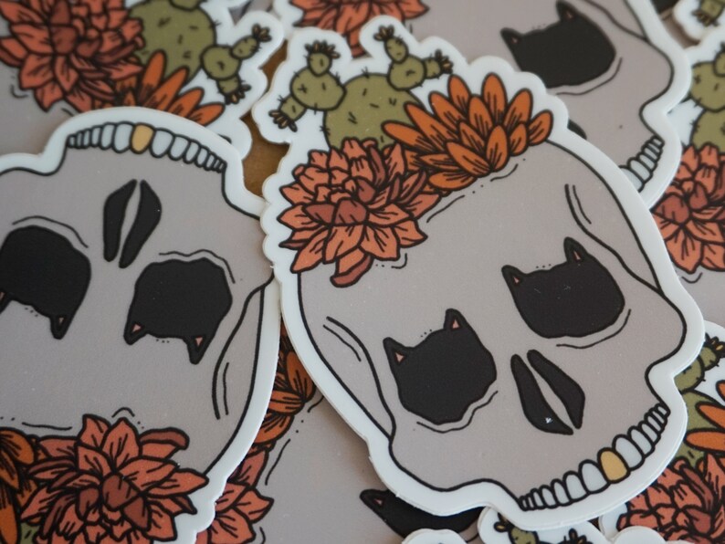 Cat Skull Sticker Stickers for Hydroflask Vinyl Sticker - Etsy