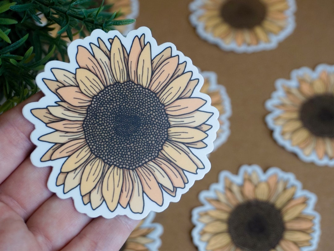 Sunflower Sticker Sunflower Sticker Pack Floral Decal Yellow Vinyl ...