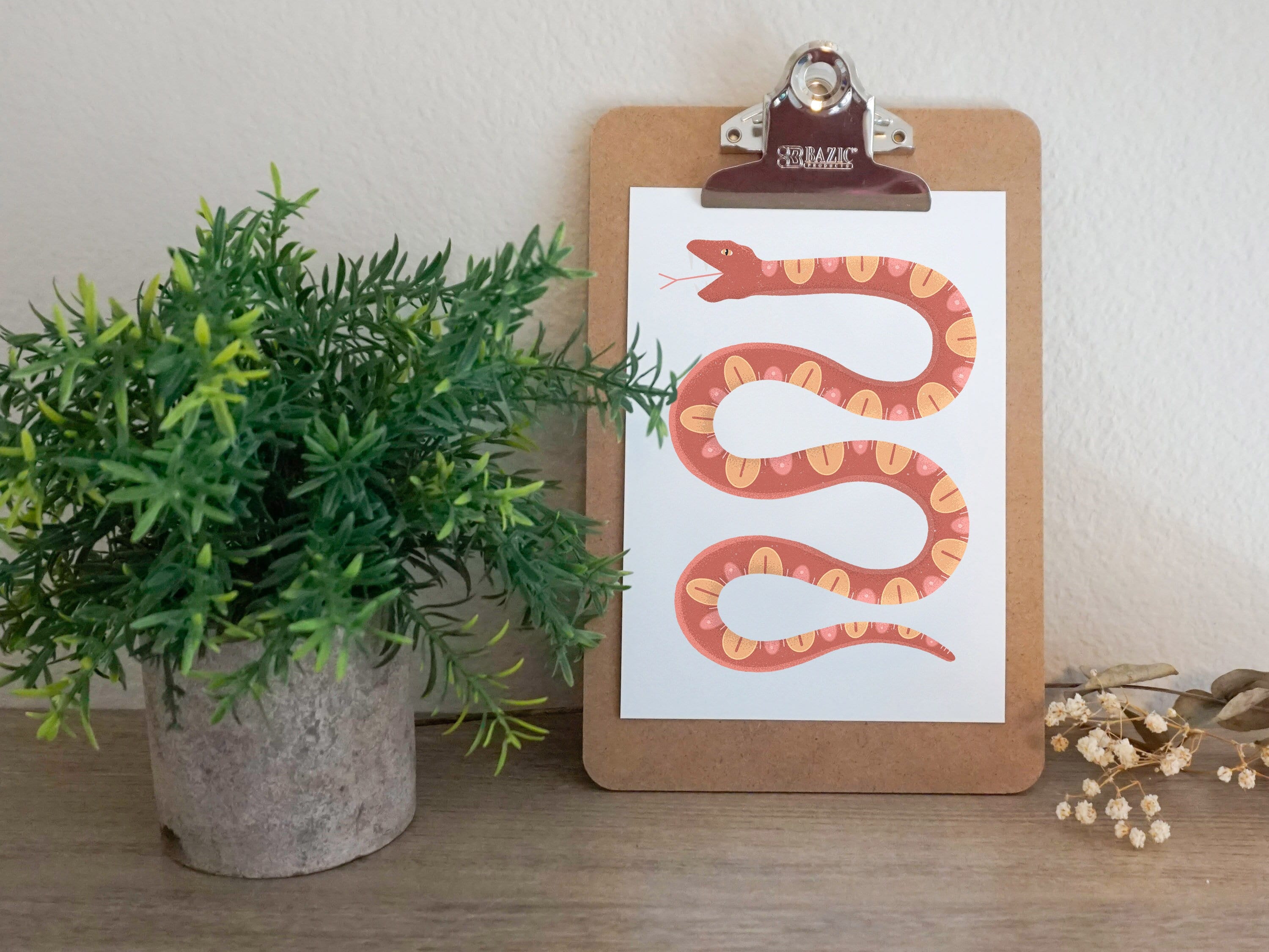 Snake Illustration Art Print Reptile Wall Art Floral Snake - Etsy