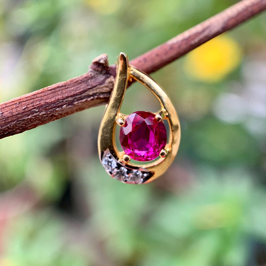 Rubí birmano 05 ct y colgante de diamantes de talla - Etsy España