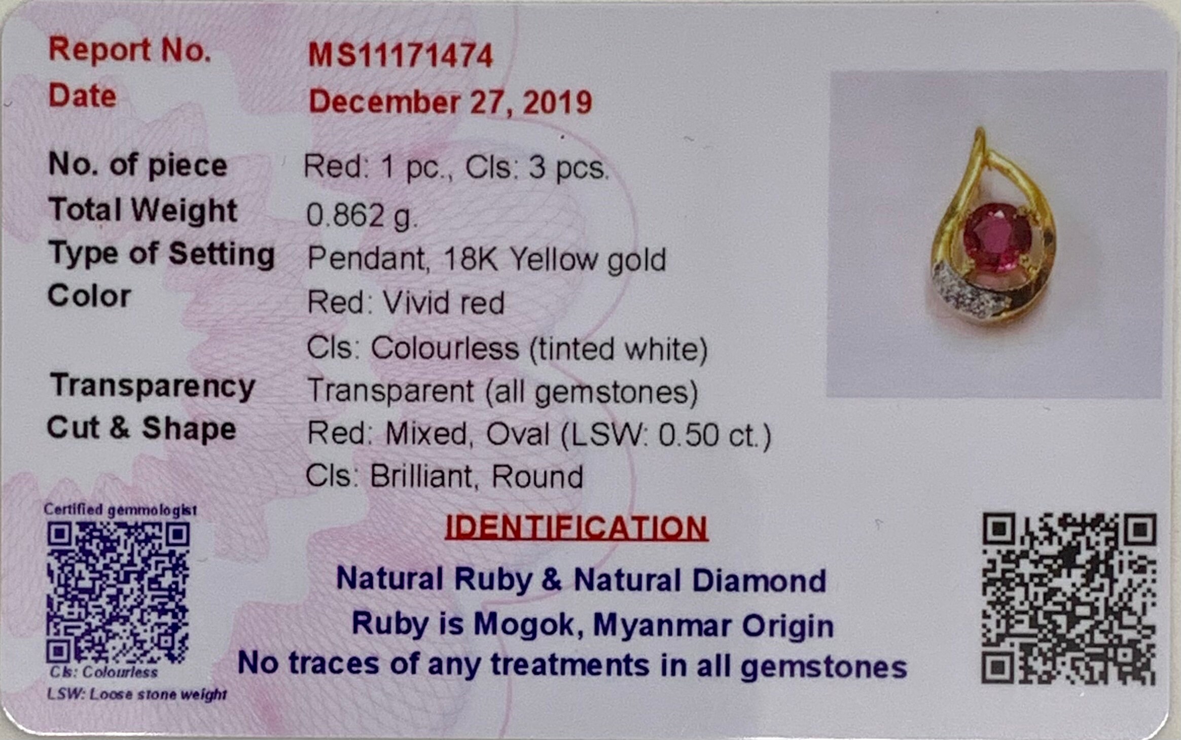 Rubí birmano 05 ct y colgante de diamantes de talla - Etsy España