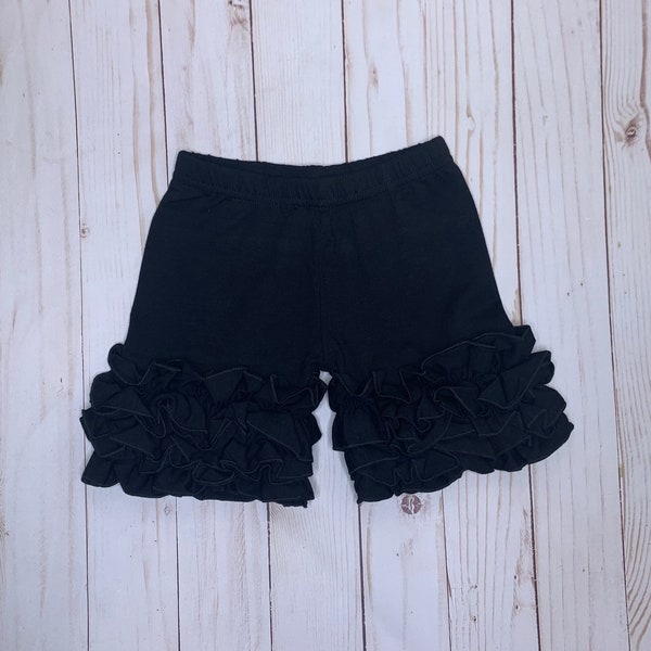 Black Ruffle Shorts - Etsy