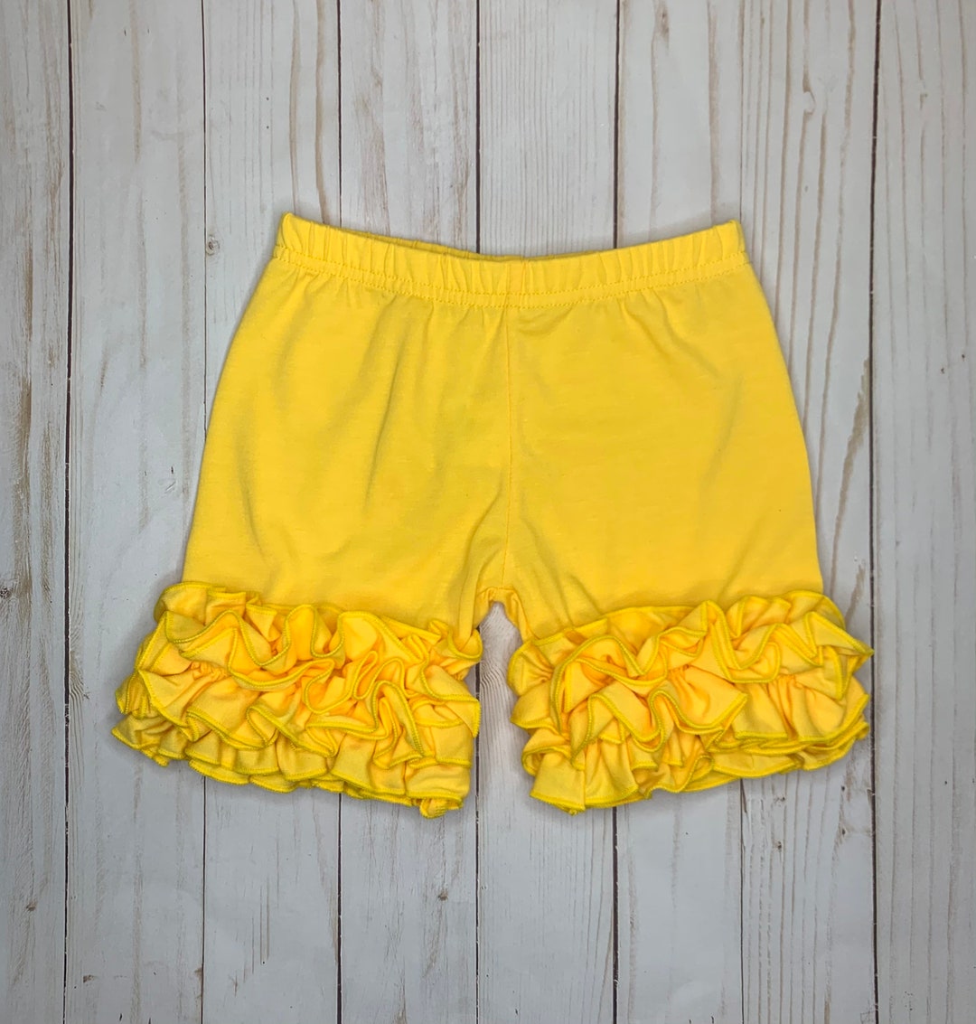 Yellow Icing Ruffle Shorts, Summer Shorts, Boutique Shorts, Festival ...
