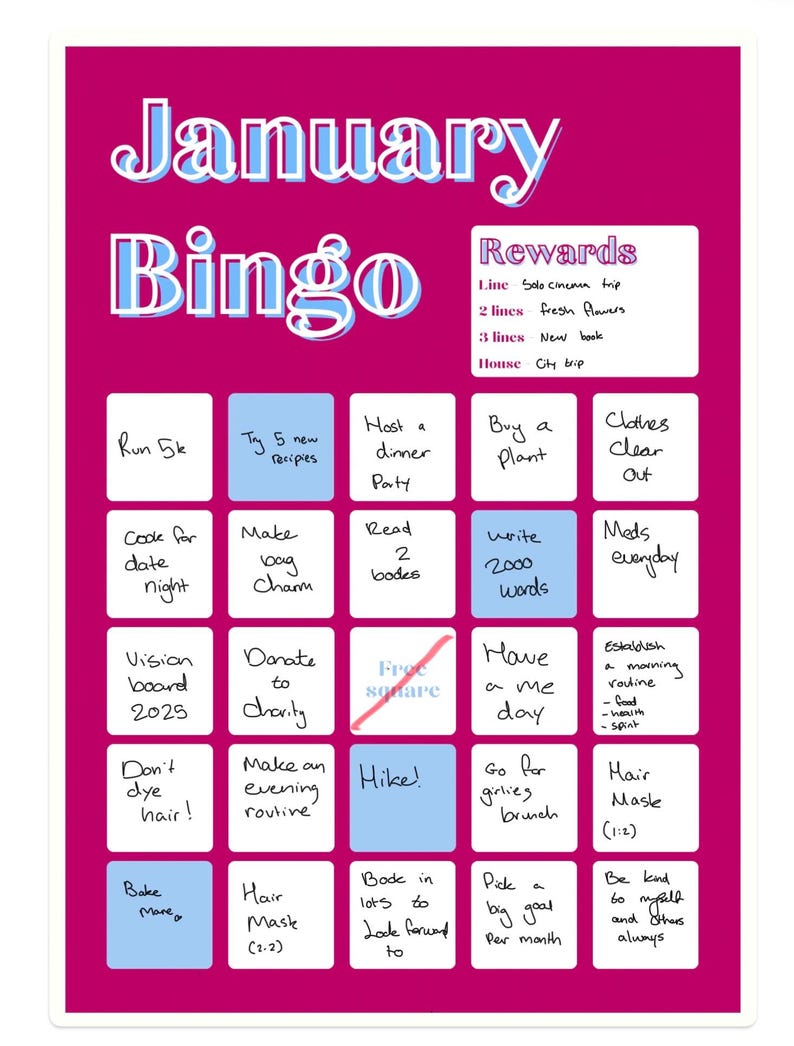Girlypop Monthly Bingo Goals and Rewards Download - Etsy