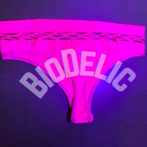 Bright PINK Fishnet Tights Bikini Thong Panty. Rave NEON Mesh Stockings ...