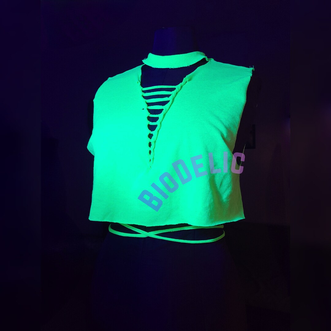 St Patricks Day Party Green Glow in the Dark Crop Top, Rave Outfit, UV ...