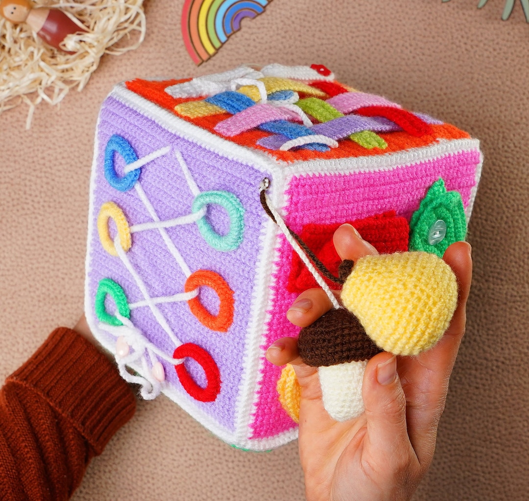 Busy Cube Activity Cube Activity Cube Crochet Quiet Cube Sensory Toy ...