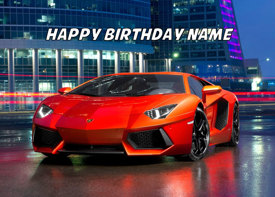 Orange Lamborghini Lambo Edible Image Cake Topper 1/4 Sheet ...