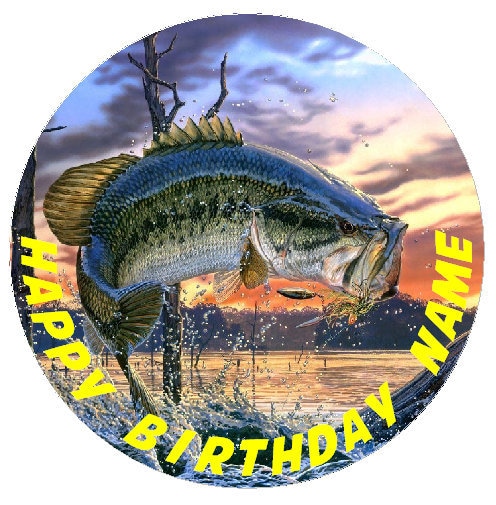 Bass Fish Fishing Edible Image Cake Topper 1/4 Sheet or 8" Round - Etsy