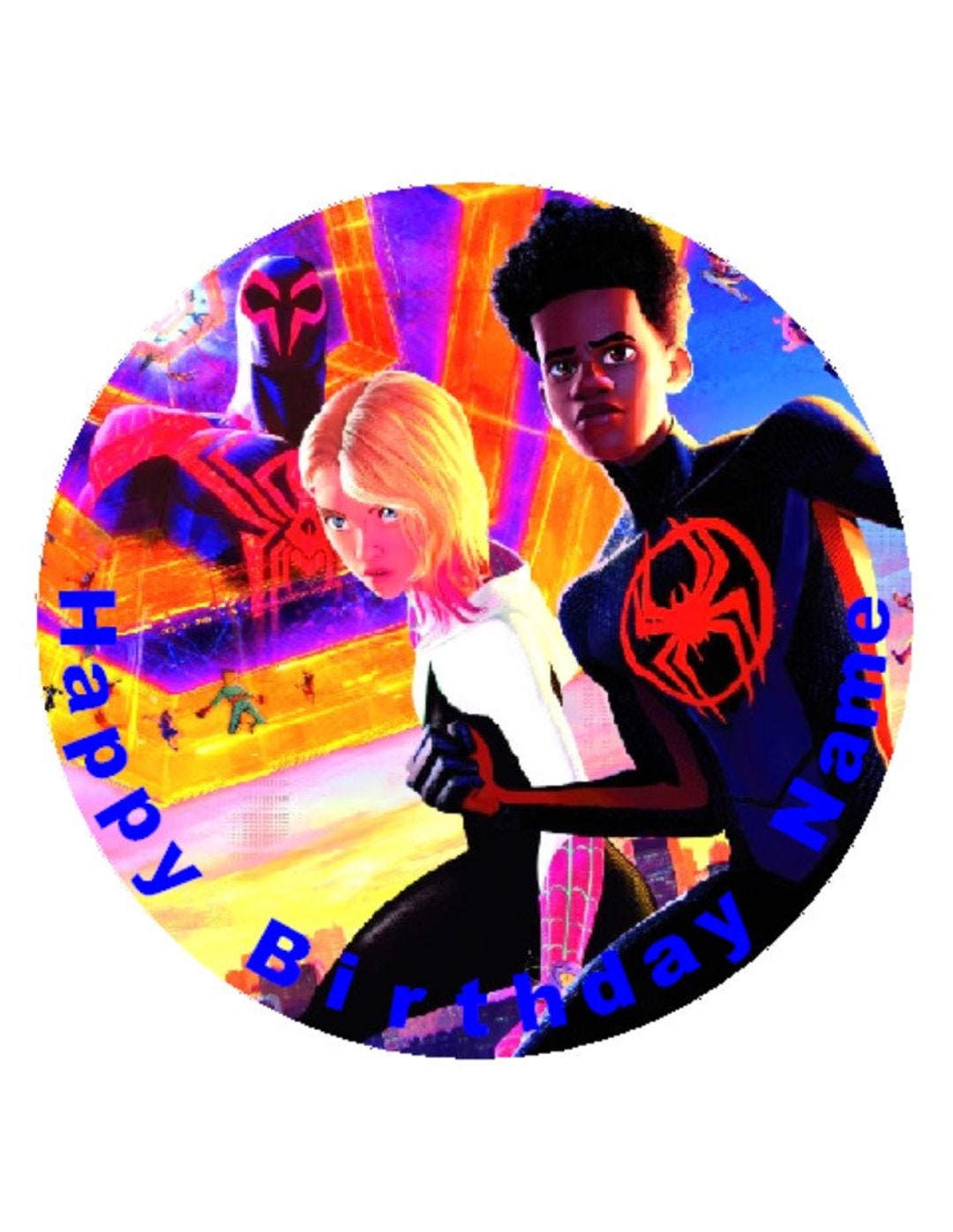 Spiderman Edible Image Birthday Cake Topper 8" Round Personalized Miles ...