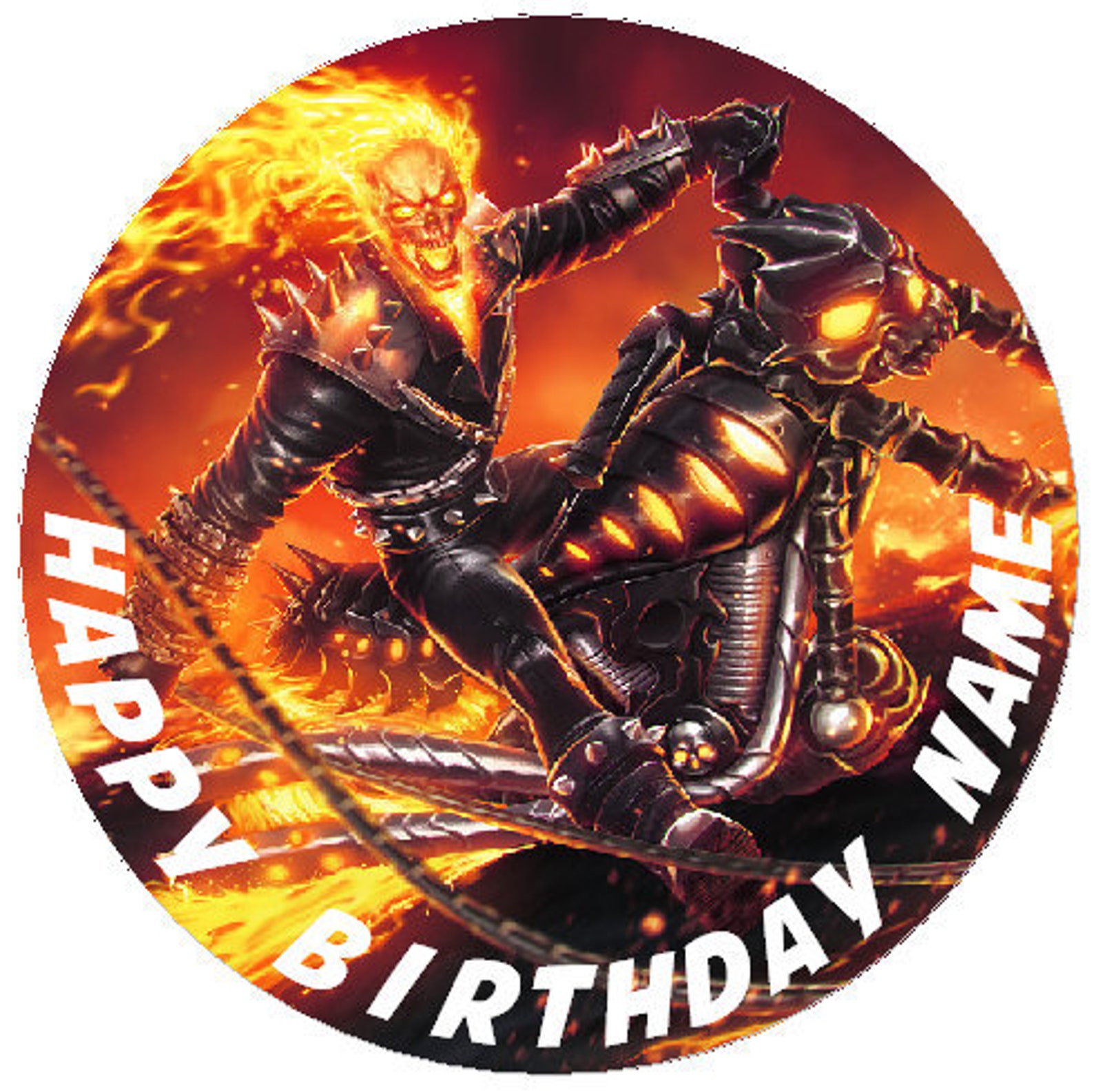 Ghost Rider Edible Image Birthday Party Cake Topper 8" Round ...