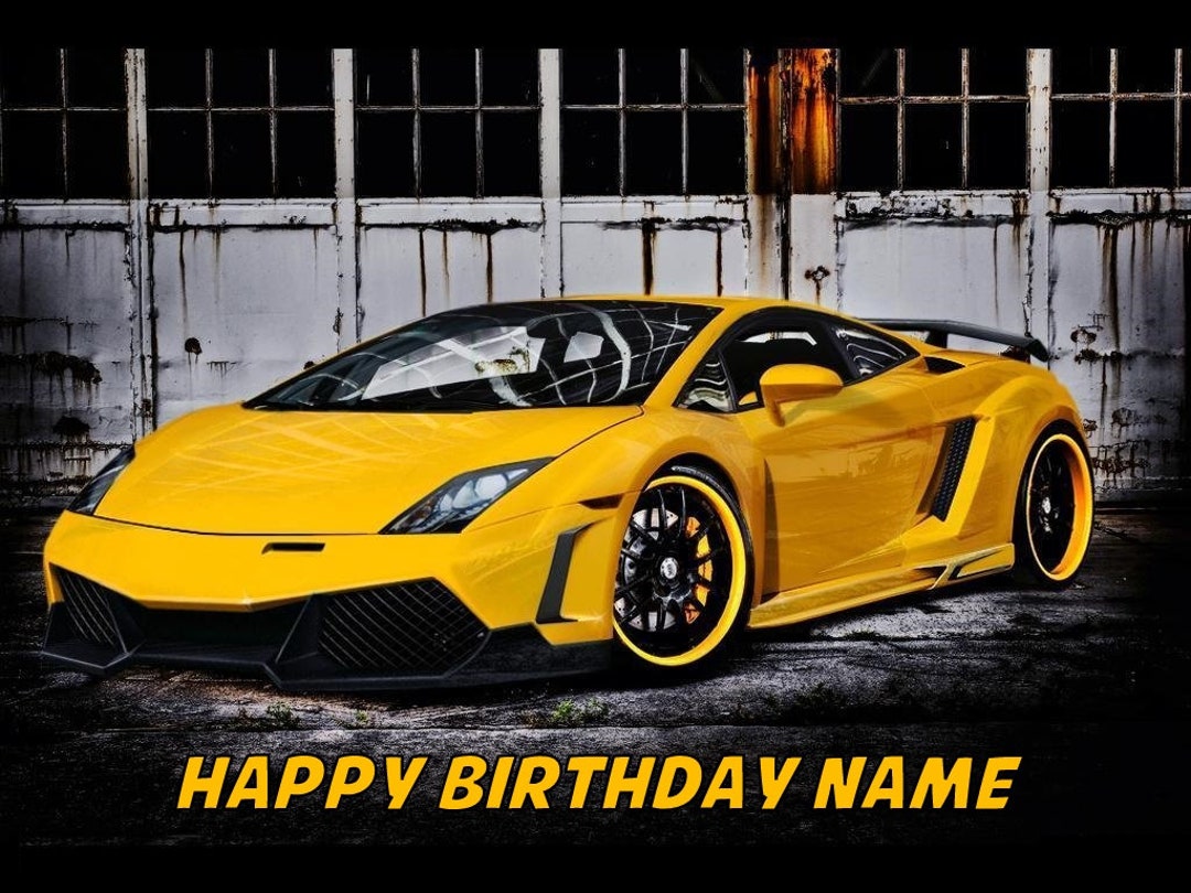 Yellow Lamborghini Lambo Edible Image Cake Topper 1/4 Sheet ...