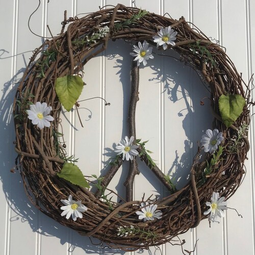 Large Peace Wreath Peace Sign Wreath Door Wreath Hippie - Etsy