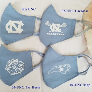 University of North Carolina, Lacrosse and Tar Heels Face Masks With ...