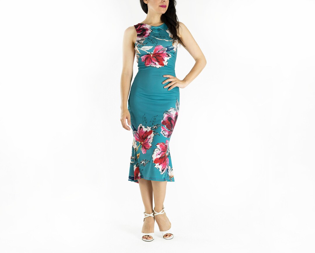 Floral ''dora'' Tango Dress, Fishtail Dress, Argentine Tango Dress ...