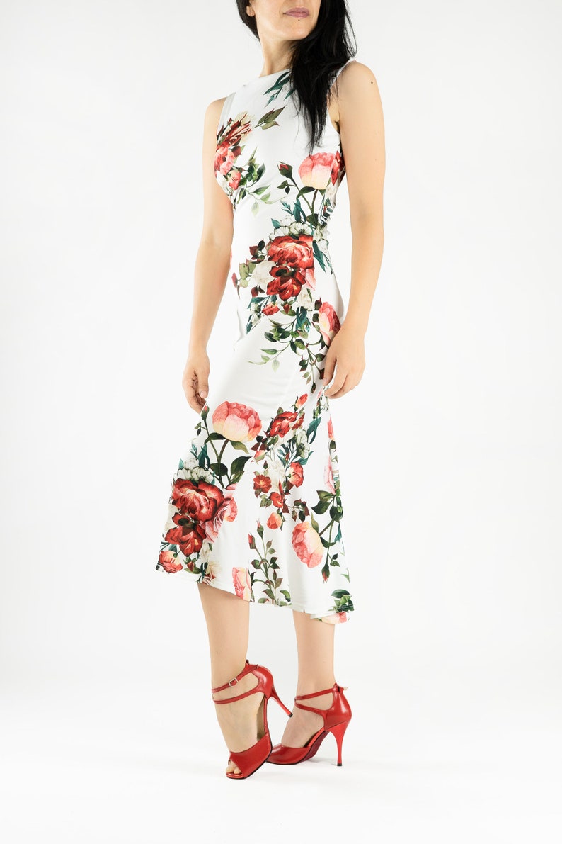 Floral Tango Dress Fishtail Dress Argentine Tango Dress | Etsy