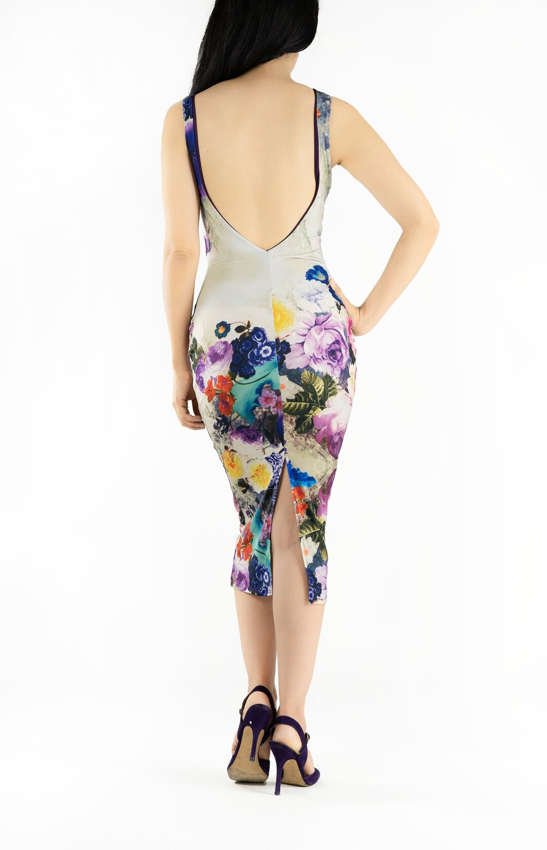 Floral Print ''milva'' Tango Dress, Low Back Tango Dress, Argentine ...