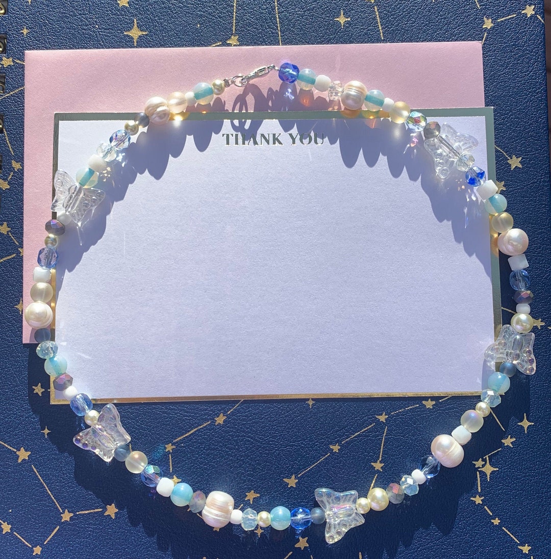 Periwinkle Pearl Beaded Necklace - Etsy