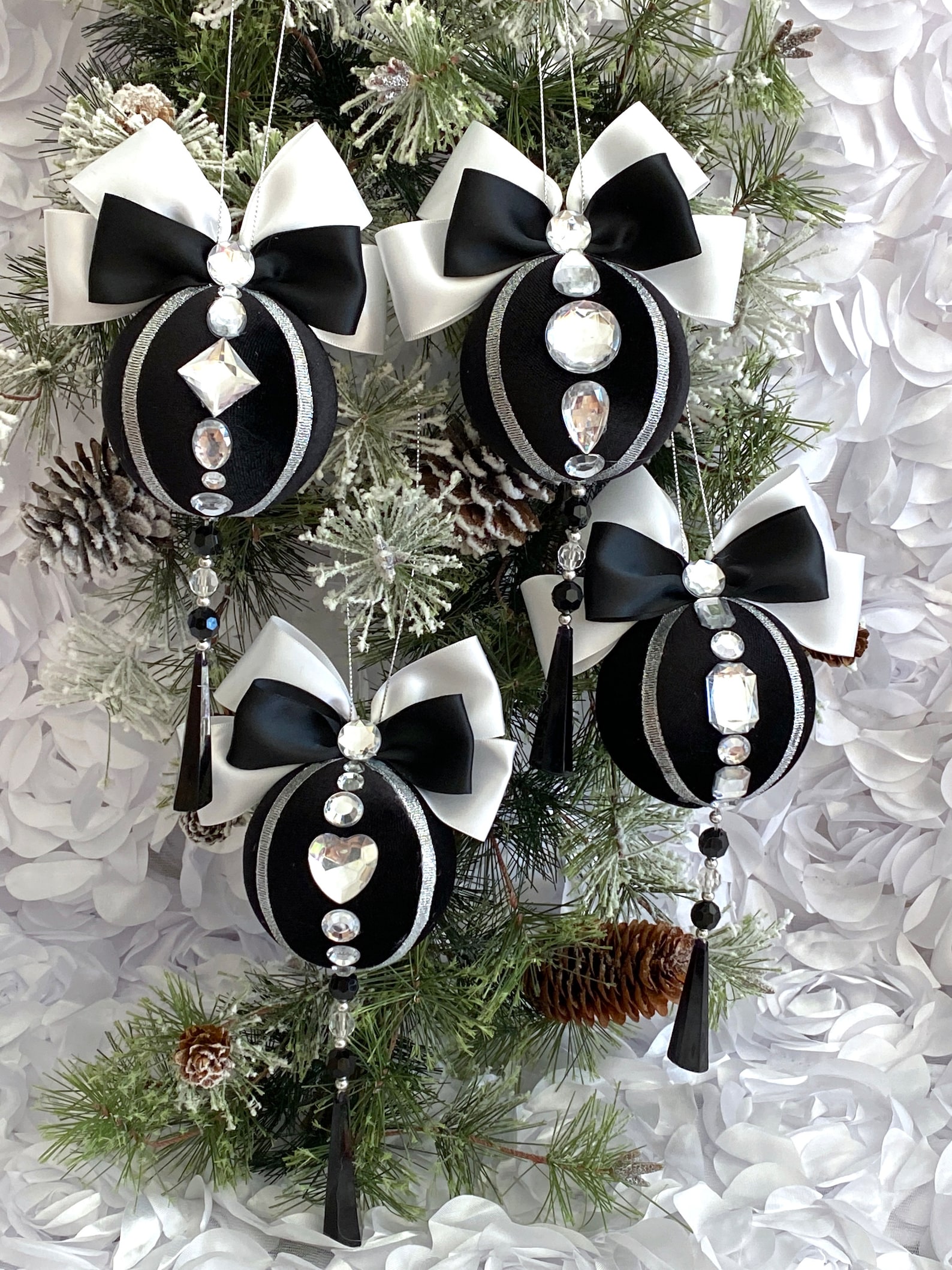 Black and White Christmas Ornament Black an White Christmas - Etsy