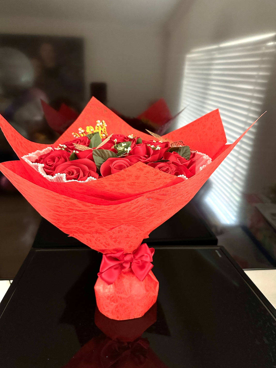 Customizable 24 Eternal Rose Bouquet, Handmade Fake Flowers Bouquet ...