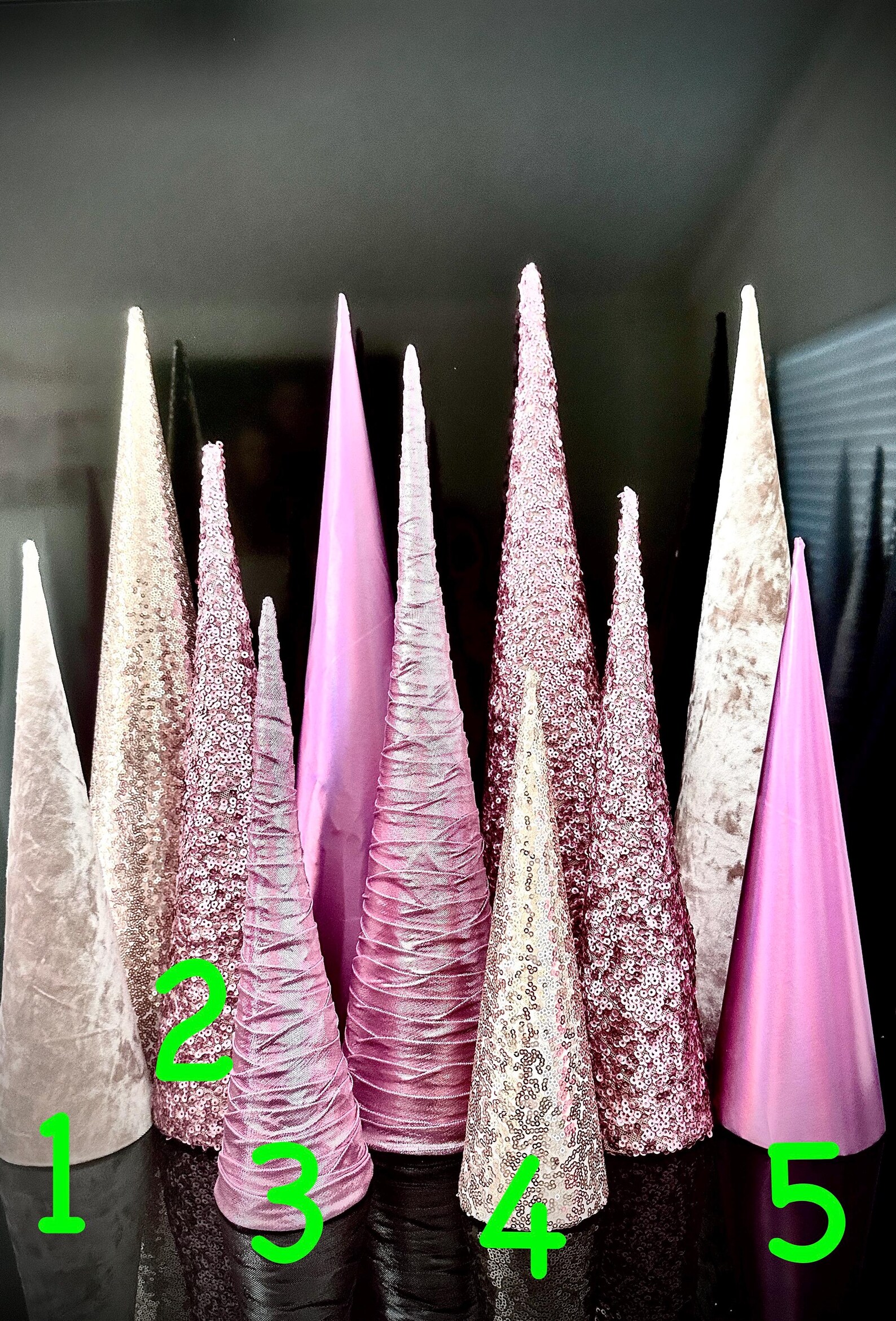 Pink Velvet Sequin Cone Tree: Holiday Mantel Decor - Etsy