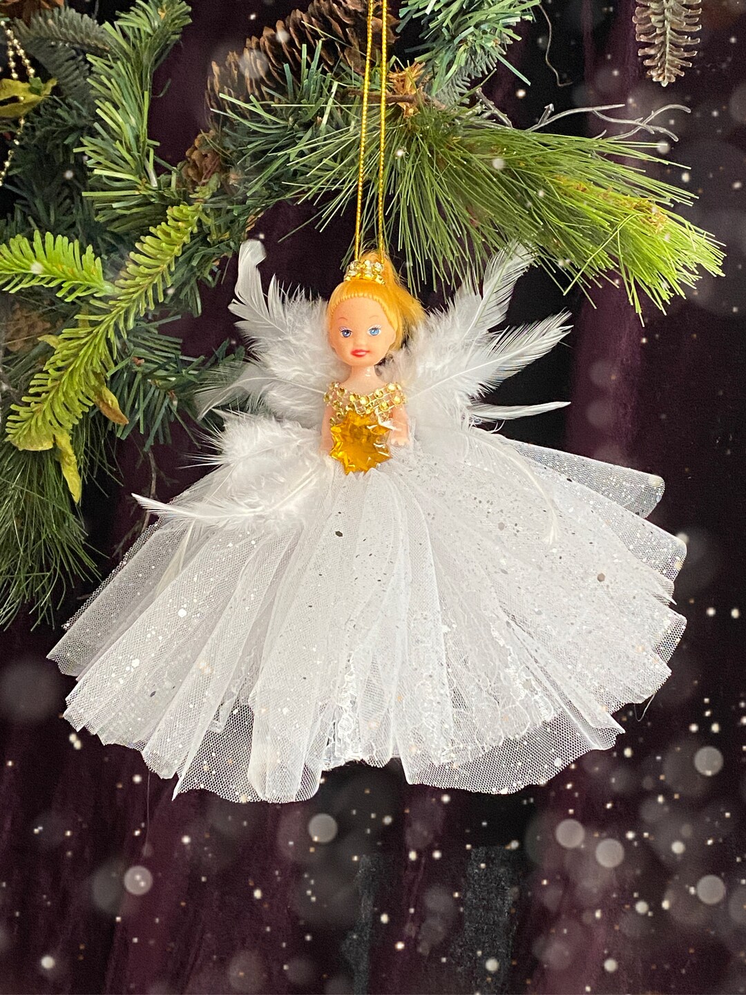 Christmas Angel, White X-mas Doll, Handmade Angel Ornament, Gift for ...