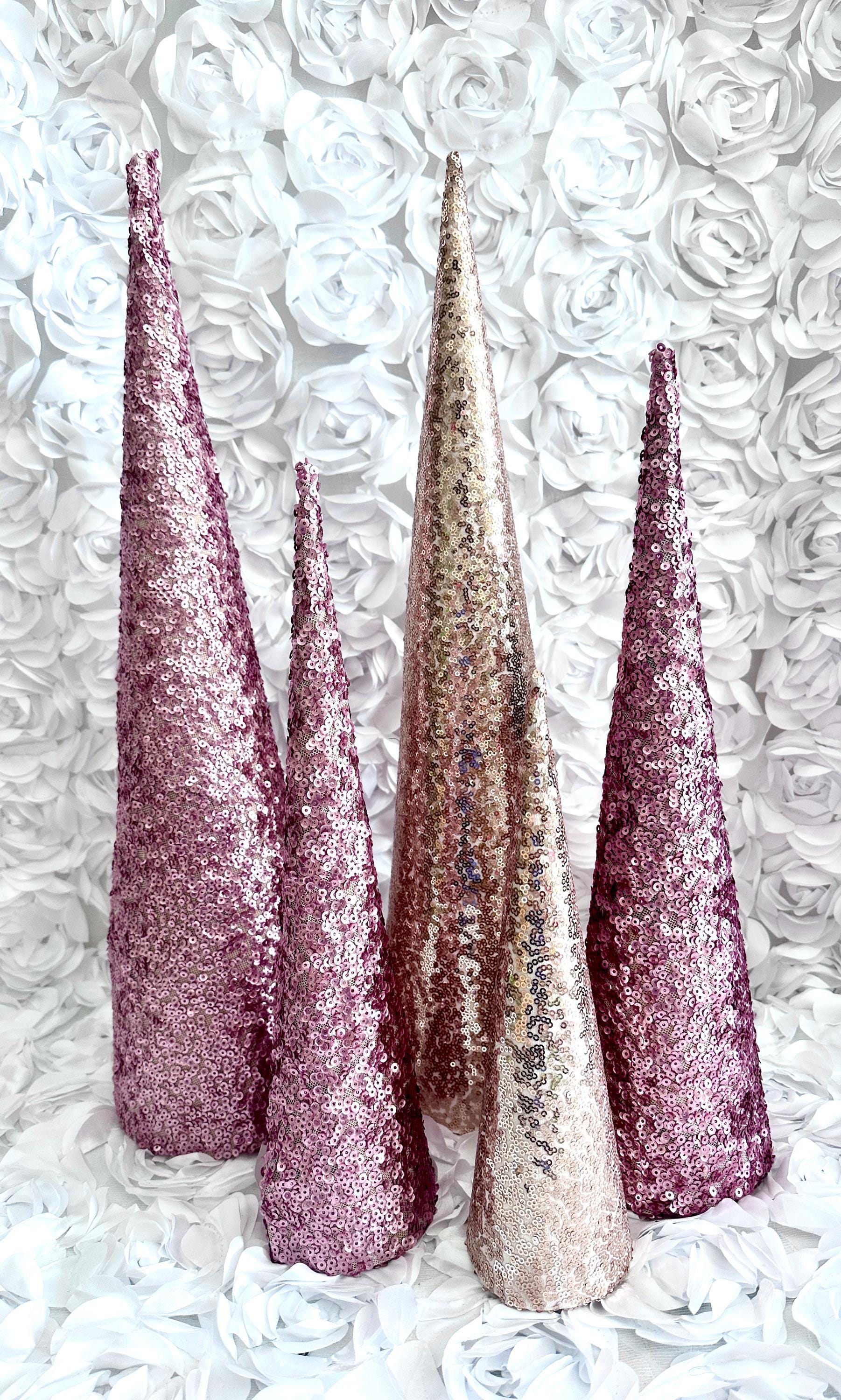 Pink Velvet Sequin Cone Tree: Holiday Mantel Decor - Etsy
