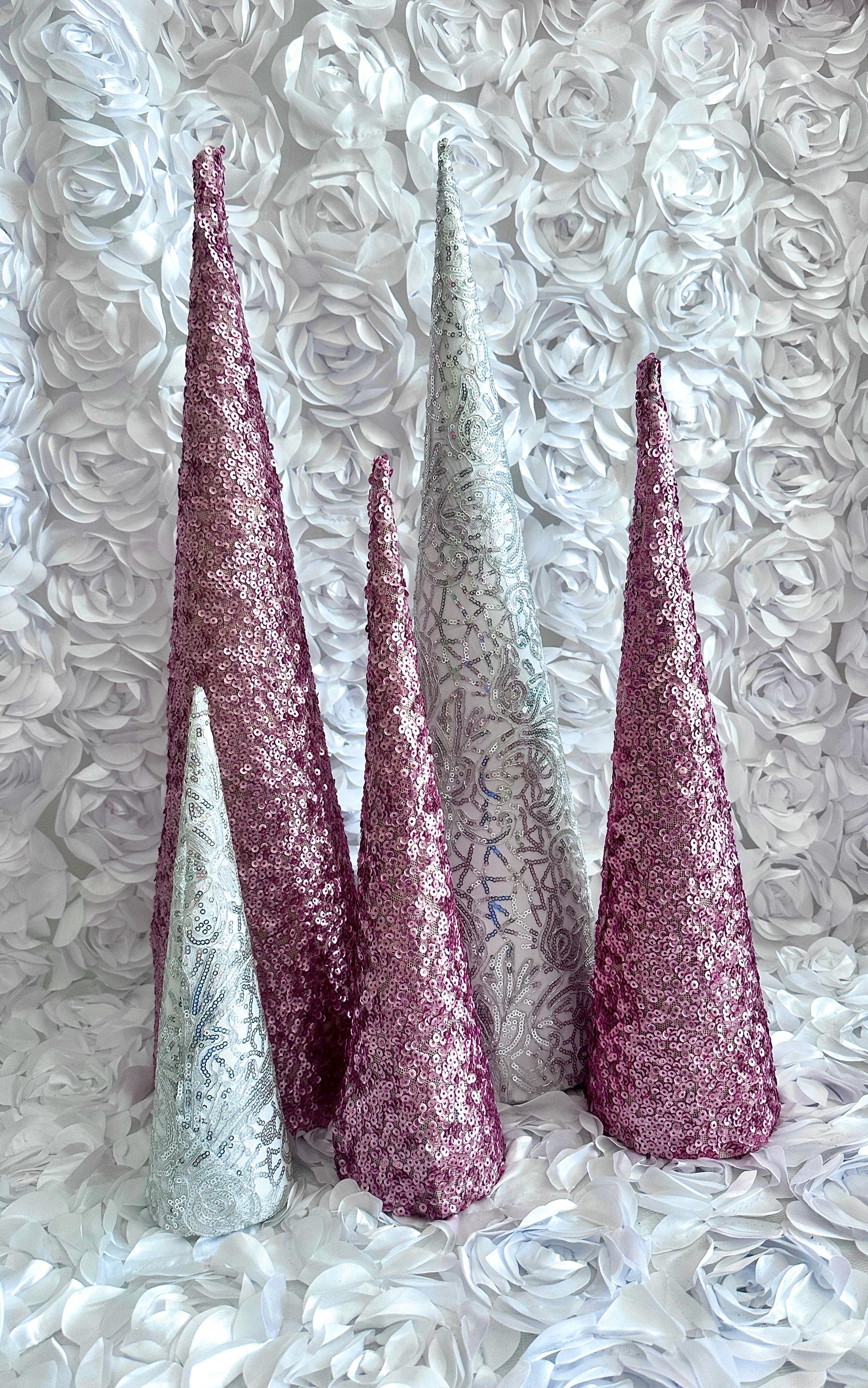 Pink Velvet Sequin Cone Tree: Holiday Mantel Decor - Etsy