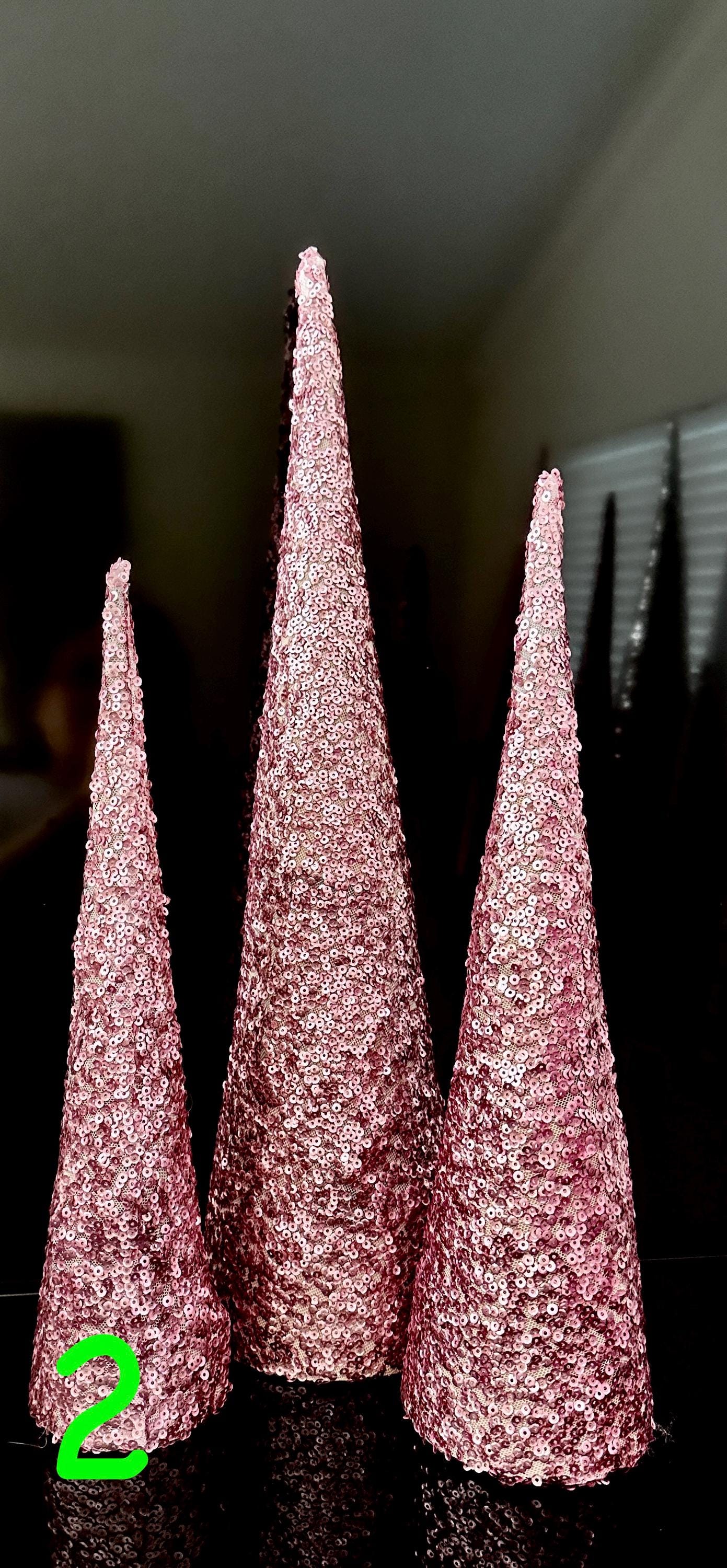 Pink Velvet Sequin Cone Tree: Holiday Mantel Decor - Etsy