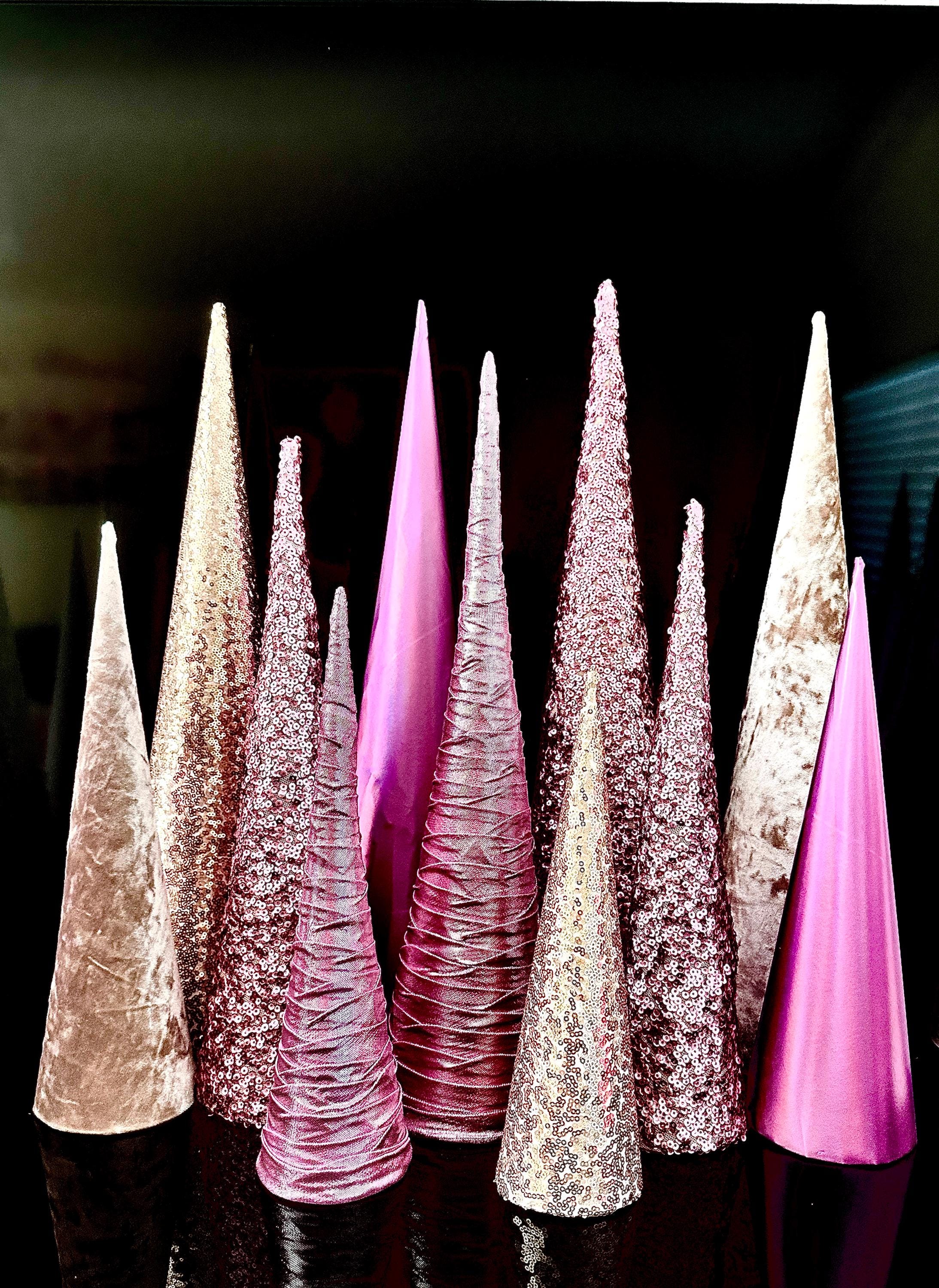Pink Velvet Sequin Cone Tree: Holiday Mantel Decor - Etsy