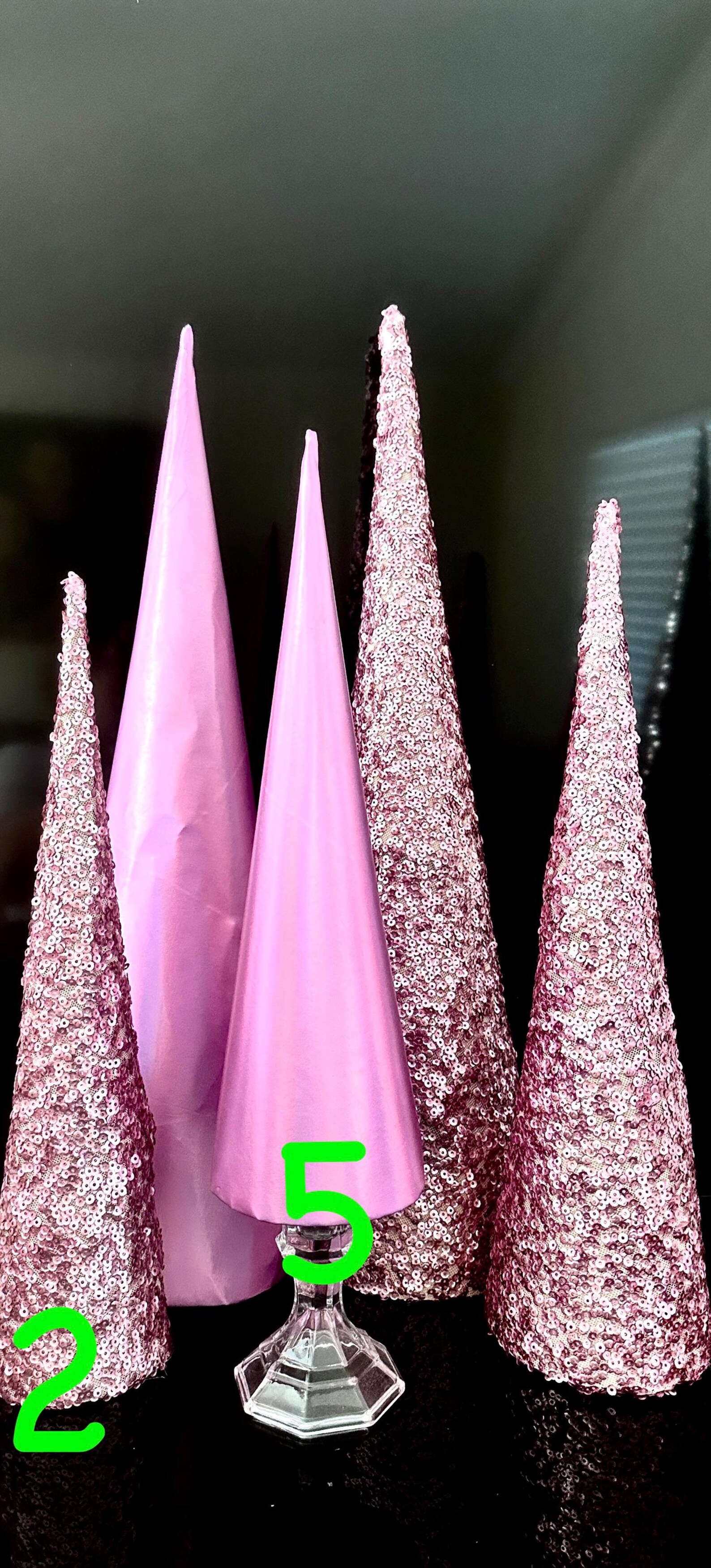 Pink Velvet Sequin Cone Tree: Holiday Mantel Decor - Etsy