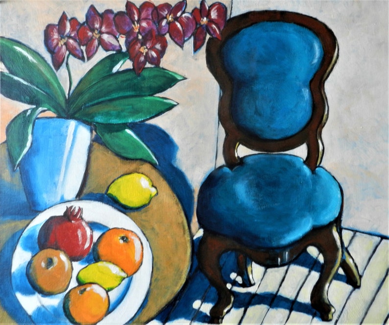 Still Life With a Blue Chair - Etsy