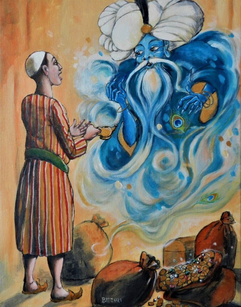 Aladdin and the Genie of the Lamp - Etsy