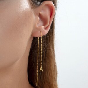 14K Gold Letter Charm Earrings, Sterling Silver Initial Earring, Custom ...