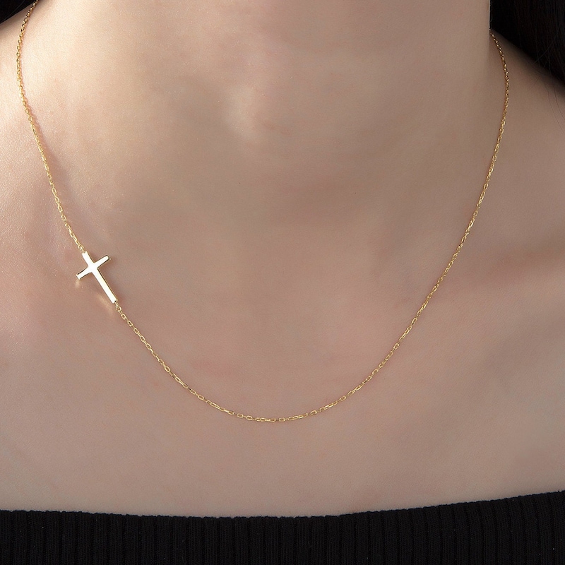 Sideways Cross Necklace - Etsy