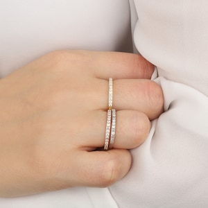 14K Solid Gold Eternity Ring, Stacking Rings, Stackable Rings, Half ...