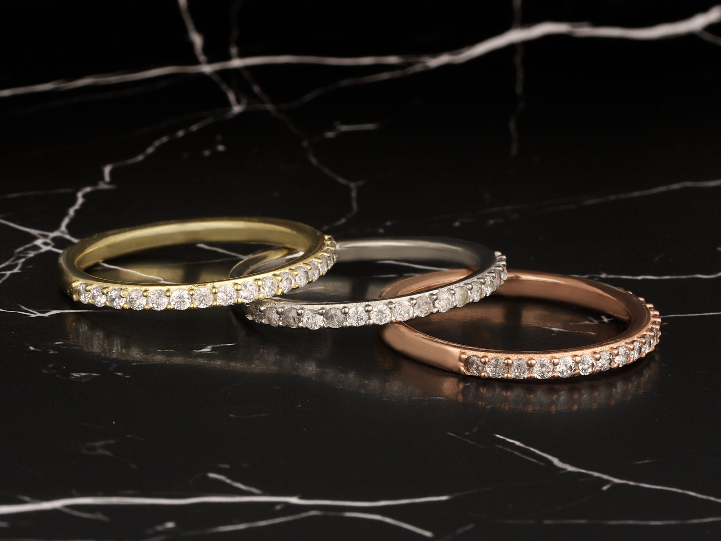 14K Solid Gold Eternity Ring Stacking Rings Stackable Rings - Etsy