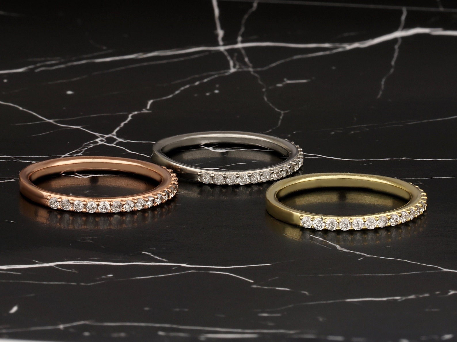 14K Solid Gold Eternity Ring Stacking Rings Stackable Rings | Etsy