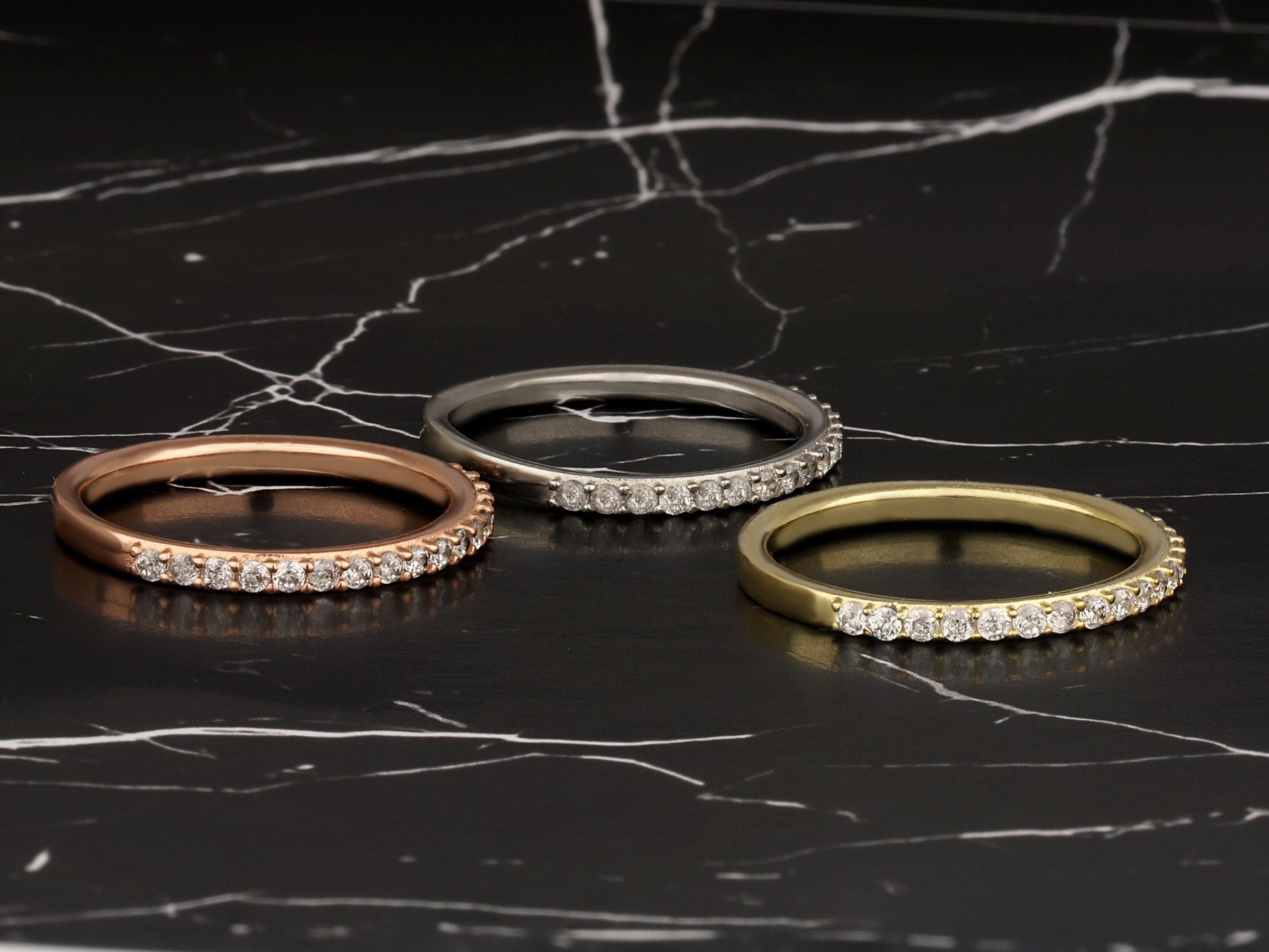 14K Solid Gold Eternity Ring Stacking Rings Stackable Rings | Etsy