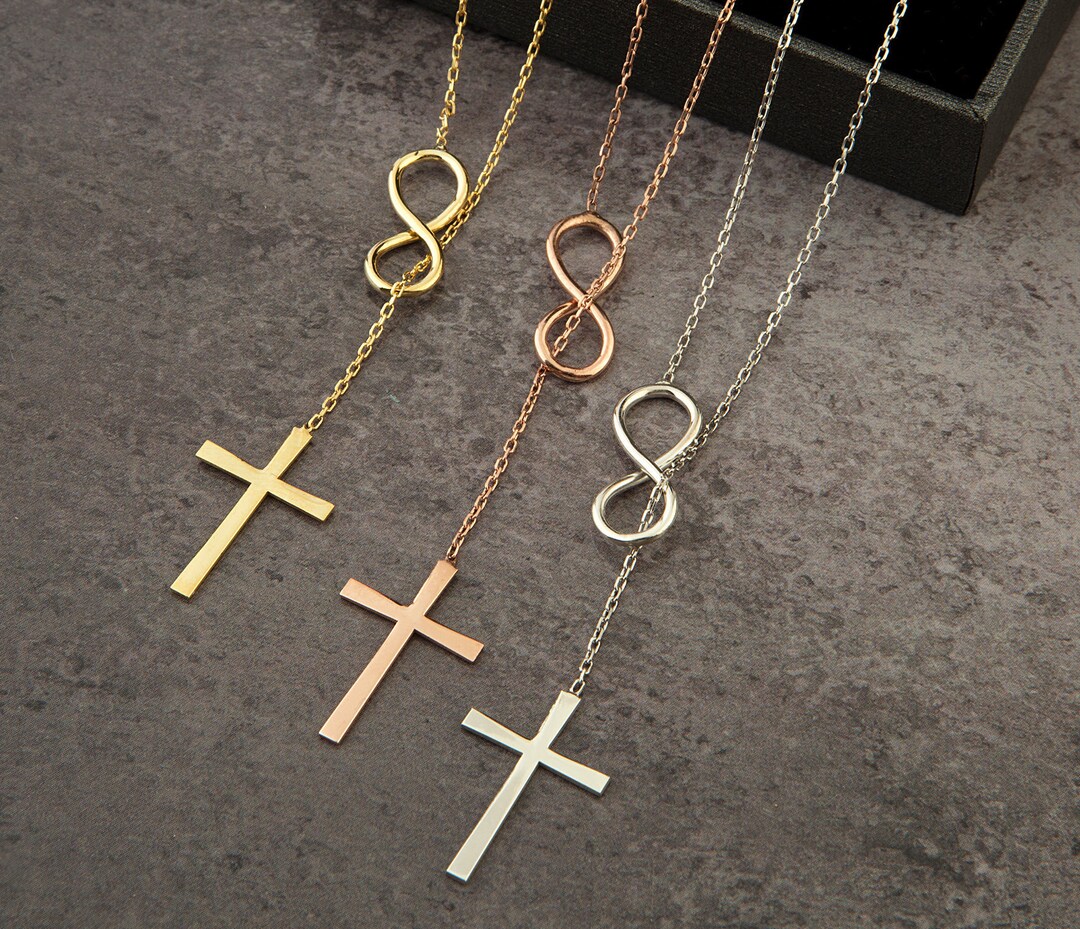 Sterling Silver Infinity Cross Necklace, Gold Filled Cross Eternity ...