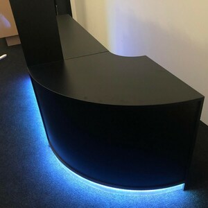 Reception Desk,led Lights Remote Control. Black Retail Counter Table ...