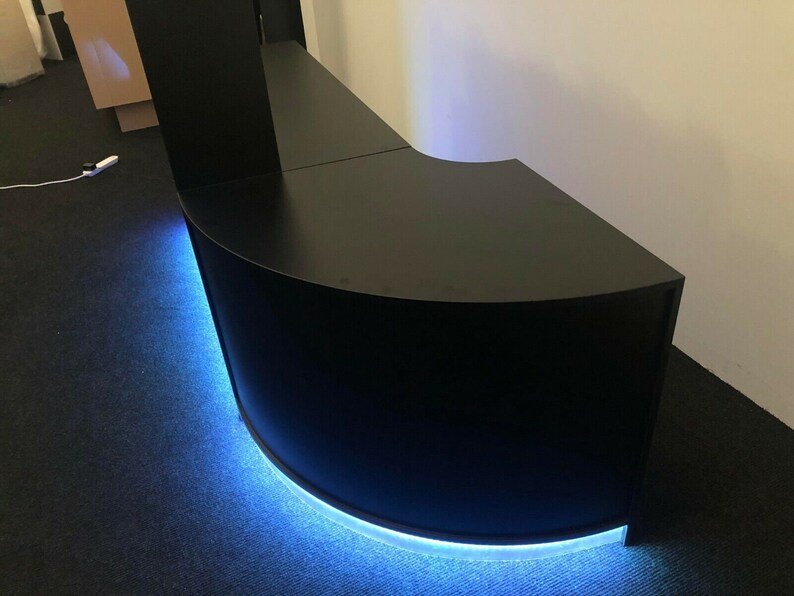 Reception Desk,led Lights Remote Control. Black Retail Counter Table ...