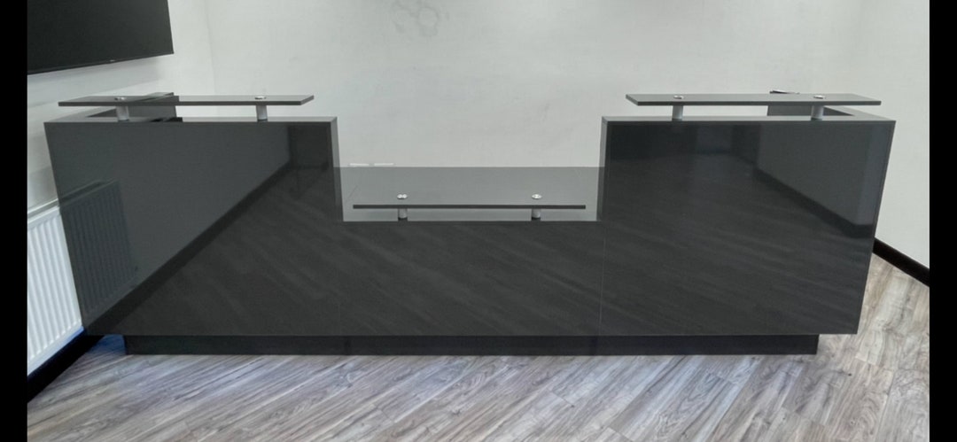 Reception Desk Straight High Gloss Mdf Shelf Large Office Desk - Etsy UK