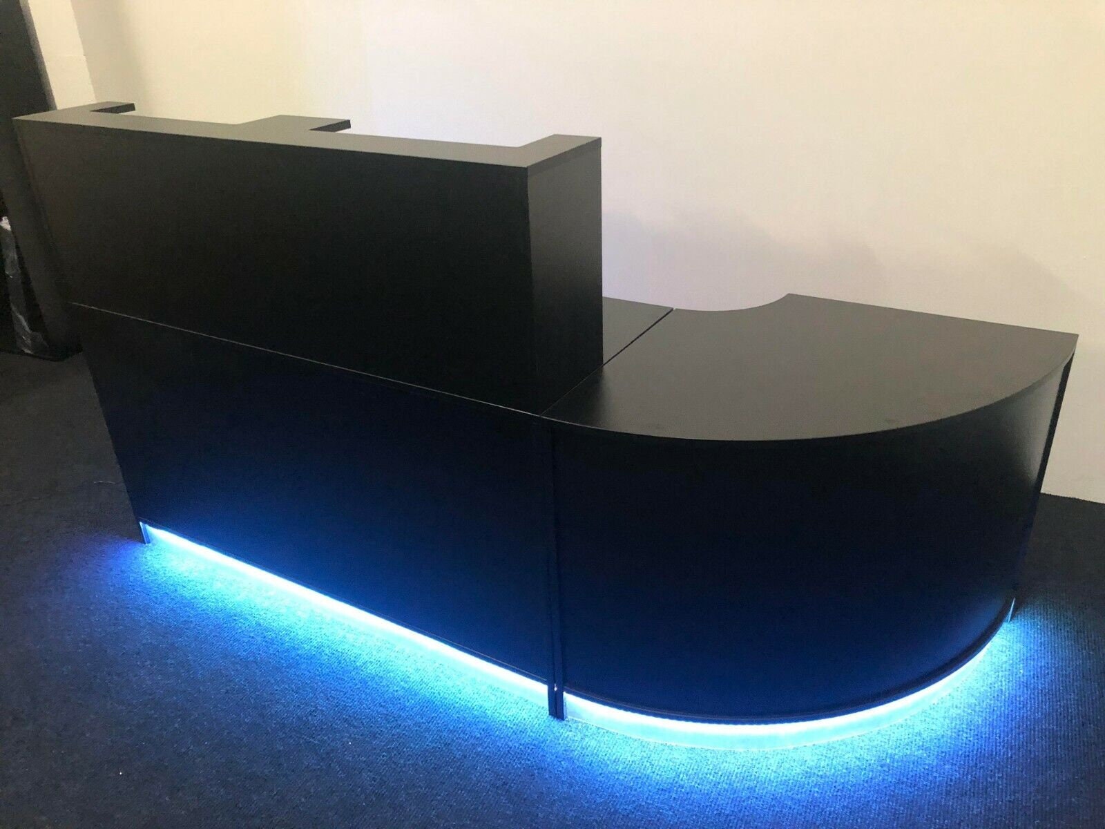 Reception Desk,led Lights Remote Control. Black Retail Counter Table ...