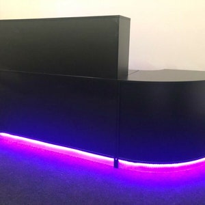 Reception Desk,led Lights Remote Control. Black Retail Counter Table ...