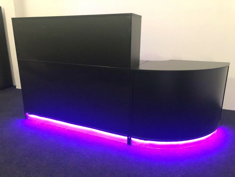Reception Desk,led Lights Remote Control. Black Retail Counter Table ...