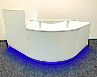 Reception Desk,led Lights Remote Control. Black Retail Counter Table ...