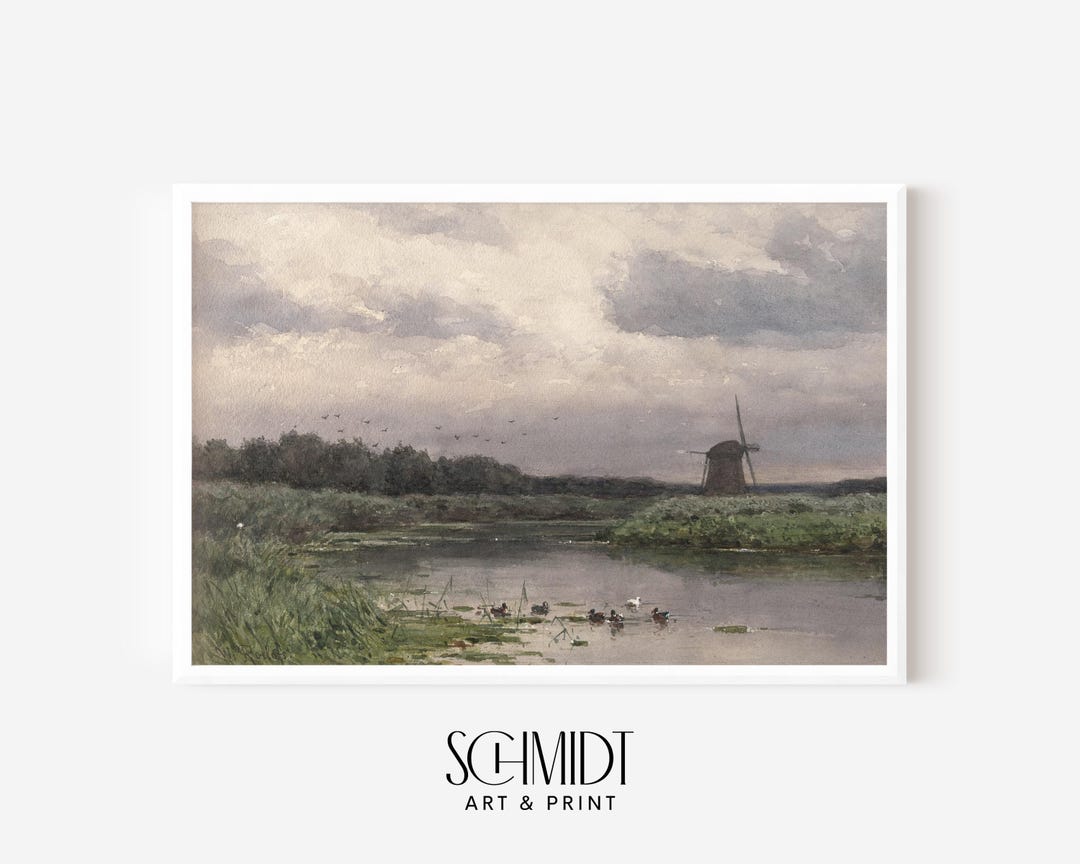 Dutch Landscape Wall Art, Dutch Home Decor, Antique Windmill Oil ...
