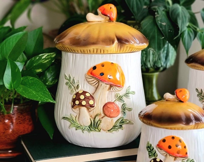 Sears Merry Mushroom Extra Large Ceramic Canister, Sears Merry Mushroom ...