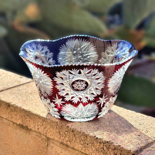 Bohemian Red Cut Glass - Etsy